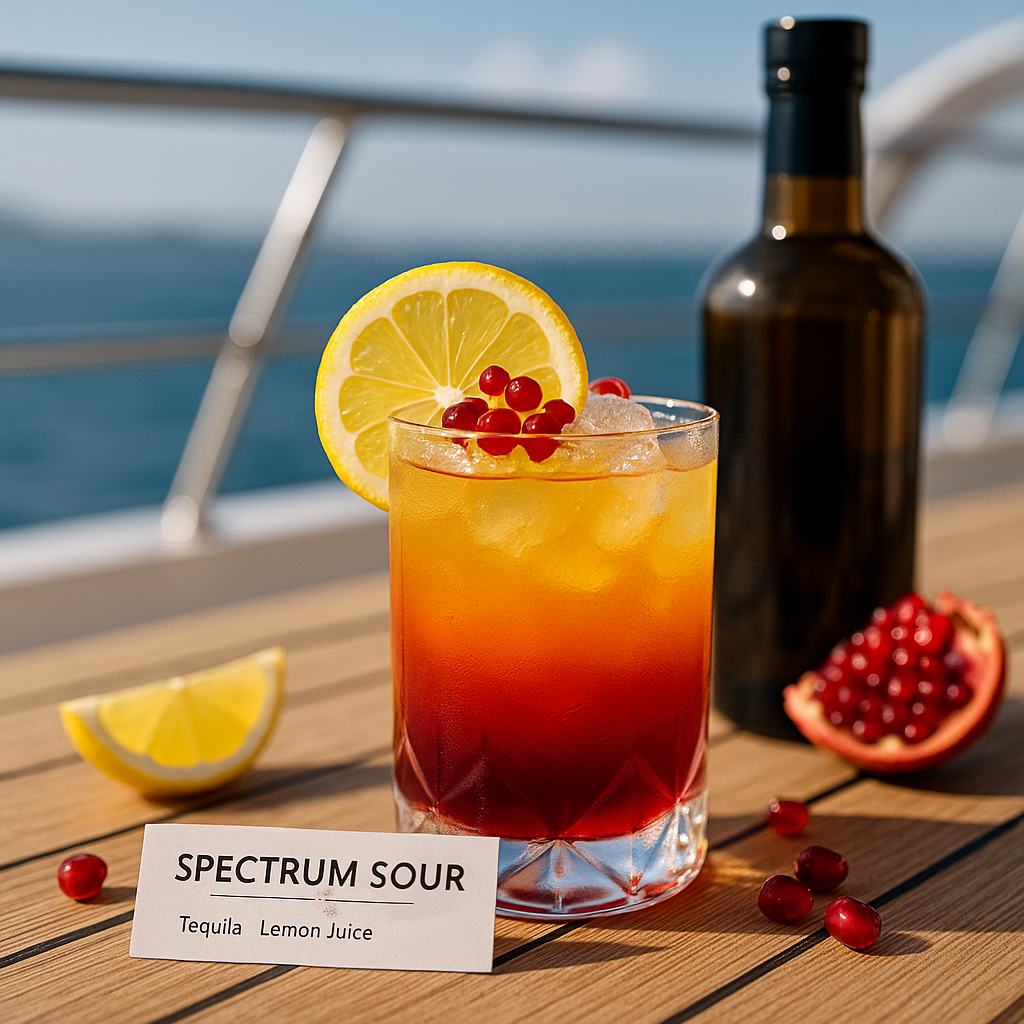 1. Rainbow Reverie, Cocktail representing pride flag colors