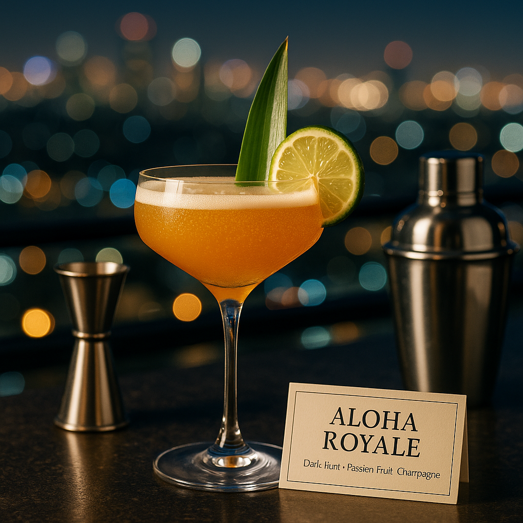Aloha Royale, Sophisticated twist on Surfer on Acid with dark rum