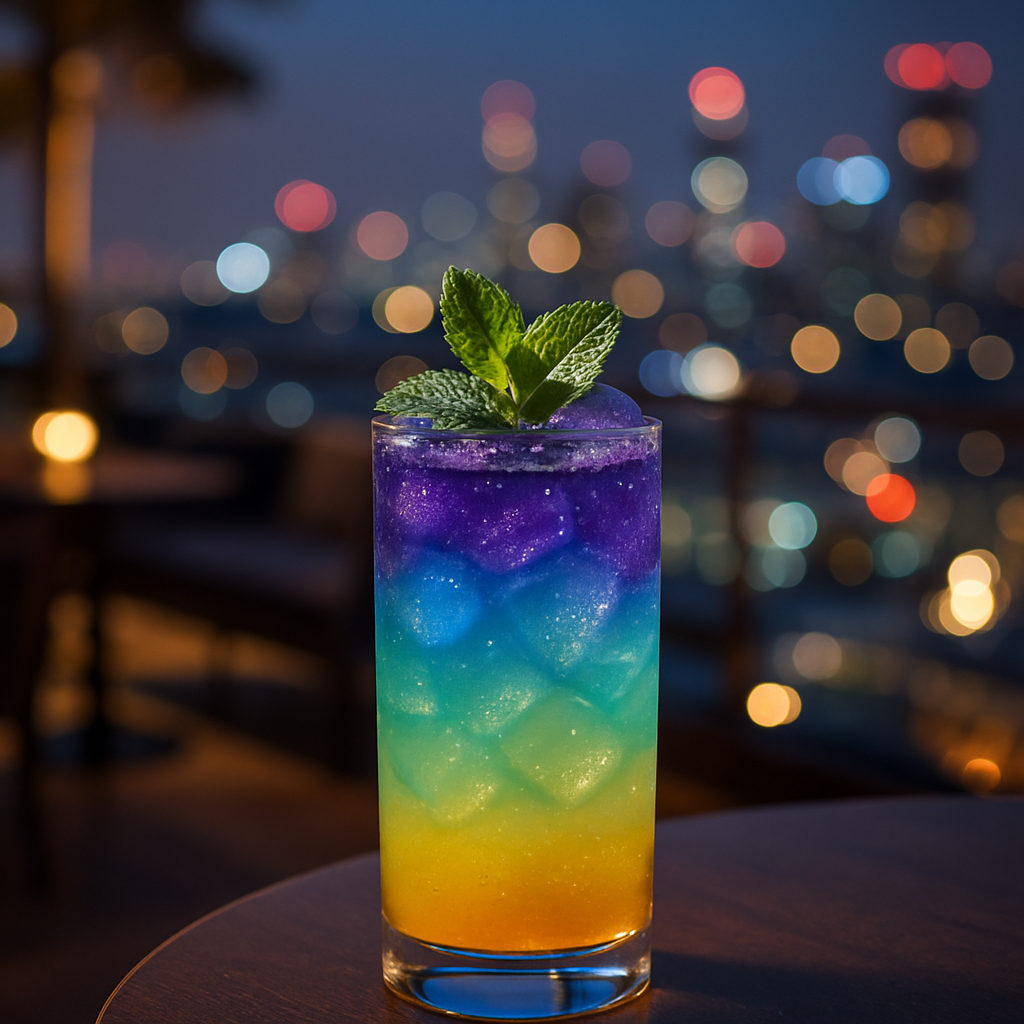 Aurora Sparkler, Vibrant mocktail inspired by the Northern Lights