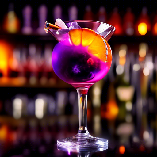 Autumn Amethyst Inferno, Rich and fiery cocktail embodying the essence ...