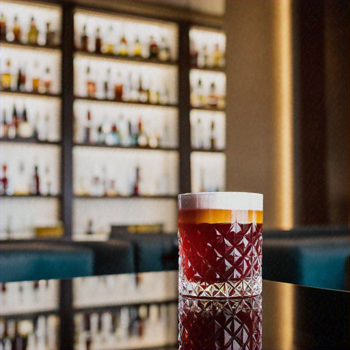 Autumn Ember, Fiery fall cocktail with ume plum and purple liqueur