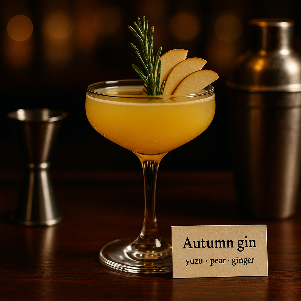 Autumn Yuzu Orchard, Autumnal gin cocktail with yuzu, pear, and ginger ...