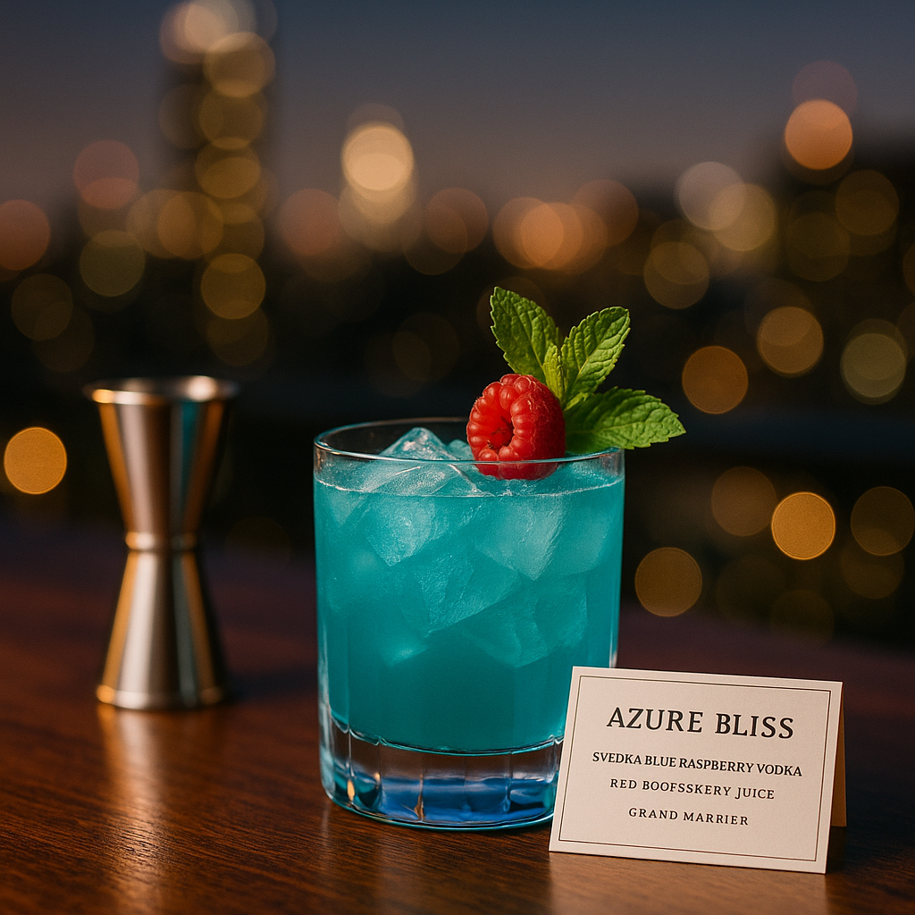 Azure Bliss, Refreshing cocktail with raspberry, Grand Marnier, mint ...