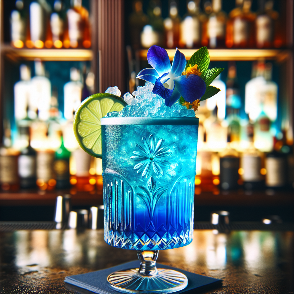 Azure Serenade, Vibrant, refreshing cocktail with a symphony of flavors