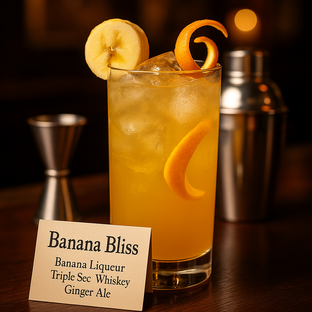 Banana Bliss, Tropical banana cocktail with citrus and spice