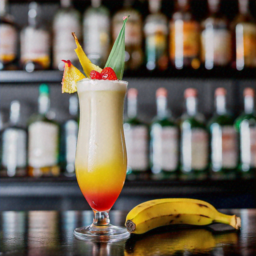 Banana Sunset Delight, Sweet tropical cocktail with banana, citrus, and ...