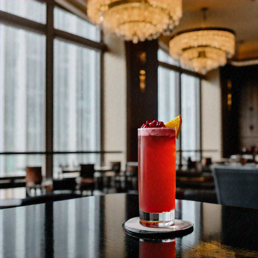Blazing Crimson, Fiery cocktail with chili and pomegranate flavors