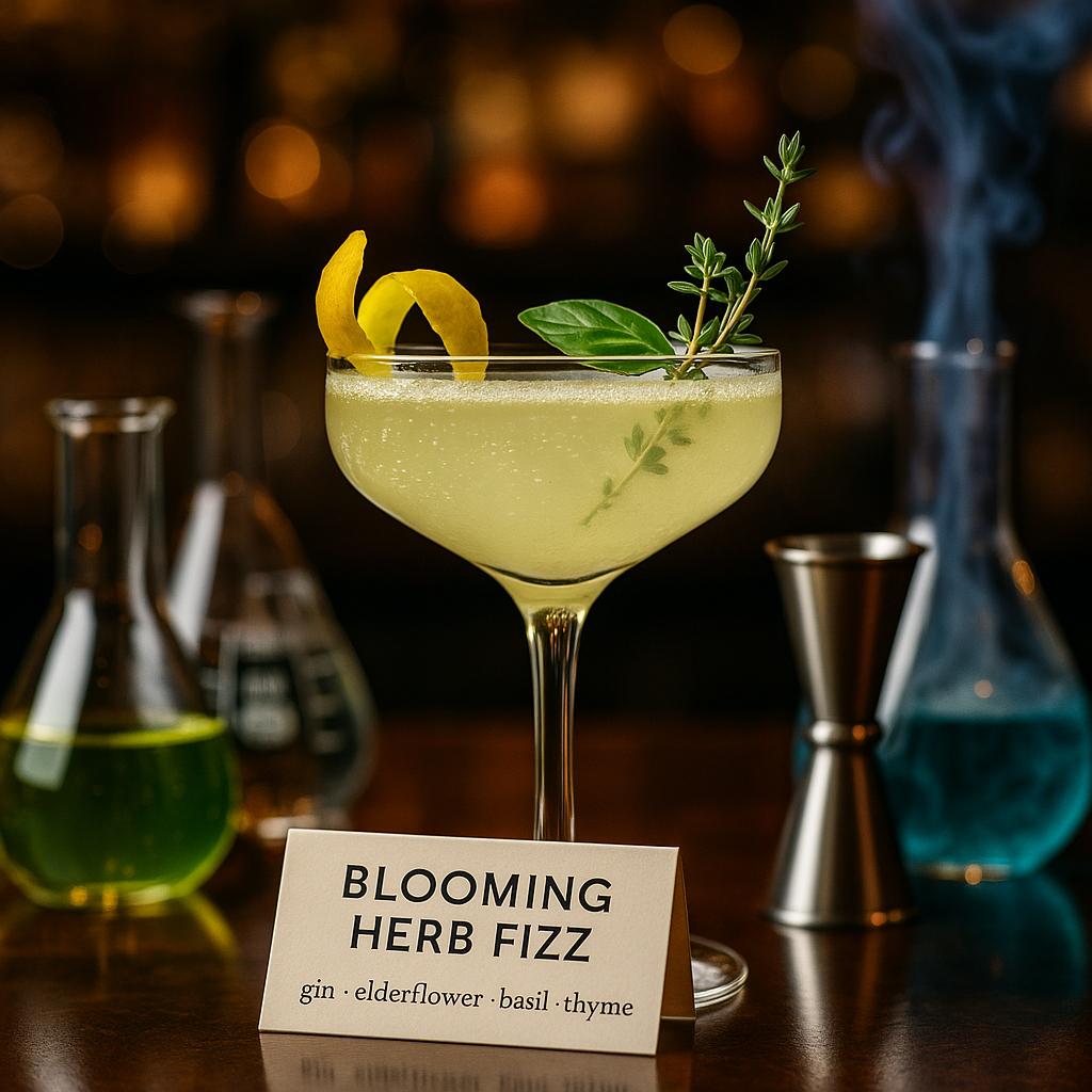 Blooming Herb Fizz, Blooming Herb Fizz cocktail inspired by a garden in ...