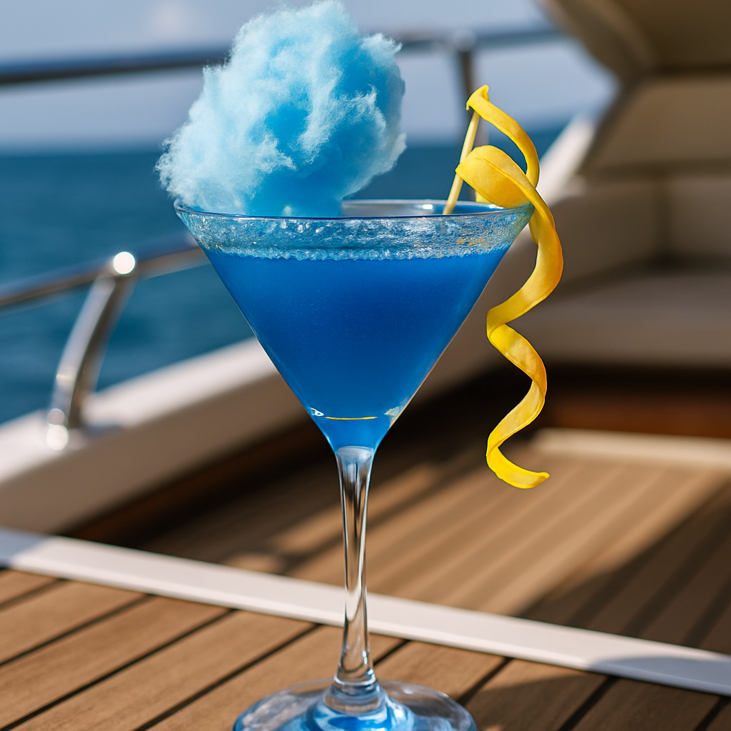 Blue Bonbon Bliss, Whimsical Blue Bonbon Bliss cocktail with candy and ...