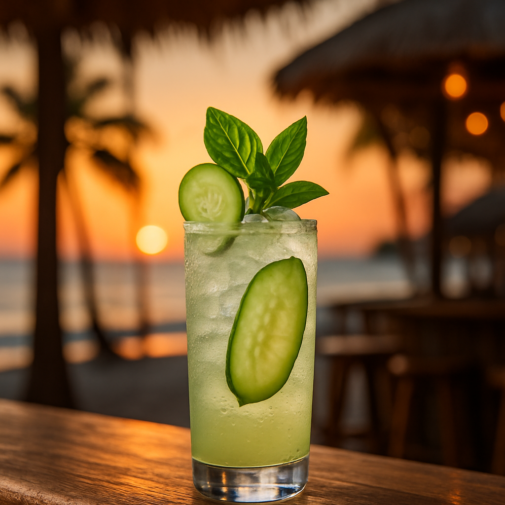 Botanical Bloom, Vibrant gin cocktail with botanical essence