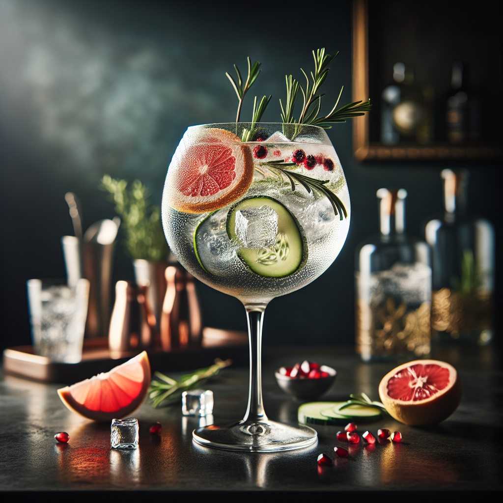 Botanical Elegance G&T, Elegant gin and tonic with infused gin and ...