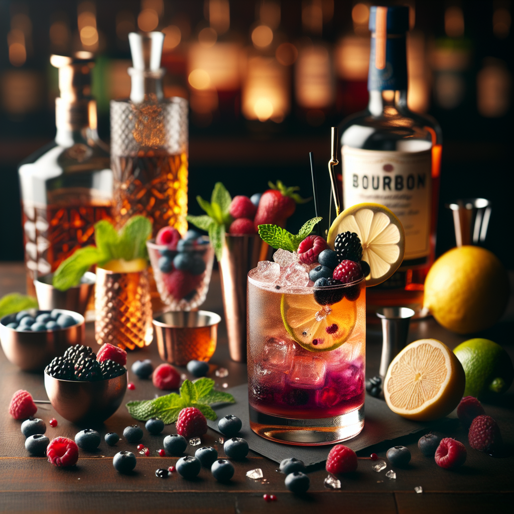 Bourbon Berry Fizz, Bourbon Berry Fizz, bourbon with mixed berry syrup