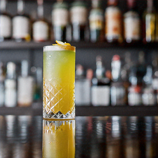 Calamansi Bloom, Tropical floral cocktail with sparkle