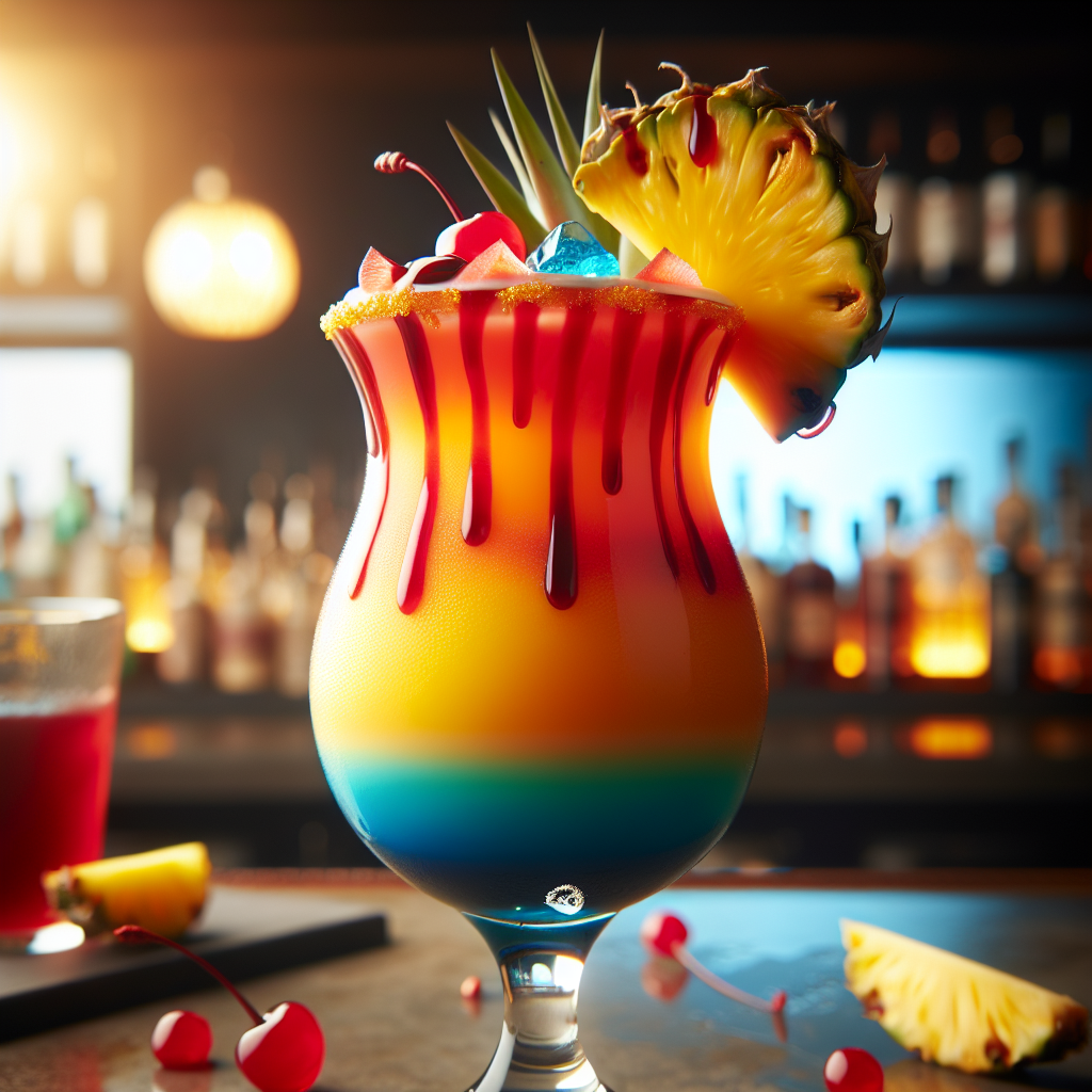 Caribbean Sunrise Symphony, Exhilarating Caribbean cocktail with bright ...