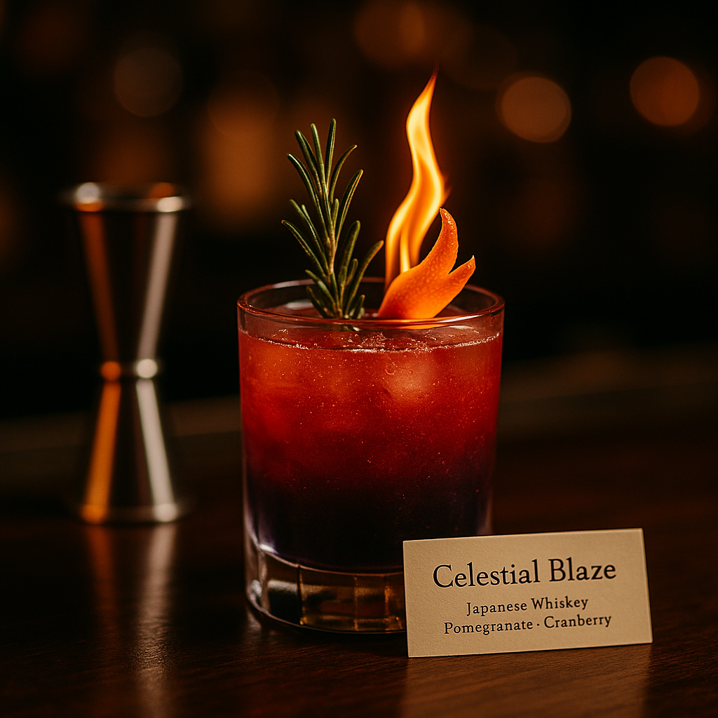 Celestial Blaze, Fiery Mars-inspired cocktail with Japanese whiskey and ...