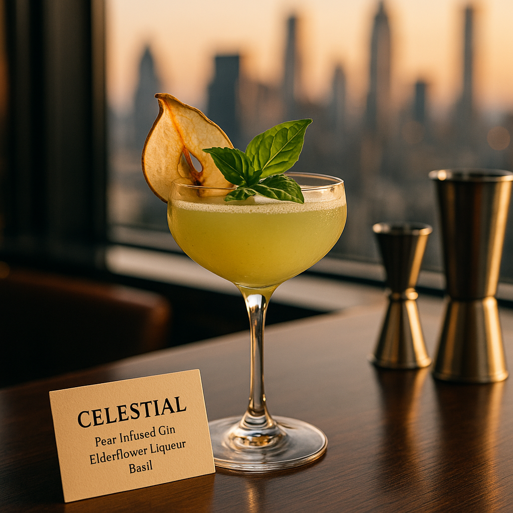 Celestial Harvest, Celestial-themed cocktail with orchard and garden ...