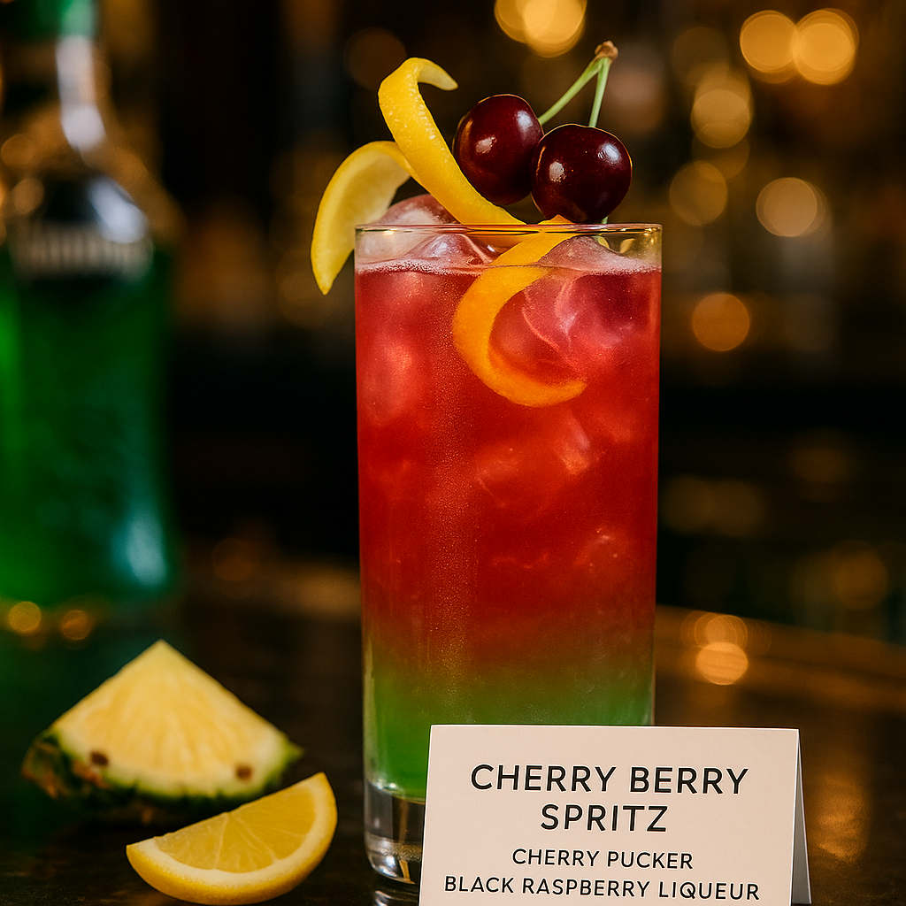 Cherry Berry Spritz, Refreshing cocktail with cherry, black raspberry ...