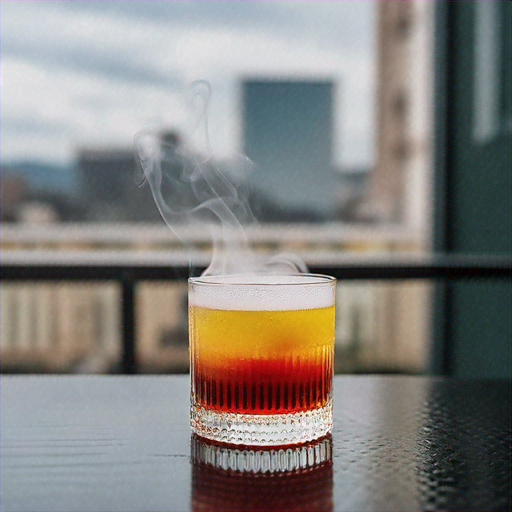 Cherry Citrus Smoke, Smoky Scotch cocktail with citrus and cherry notes