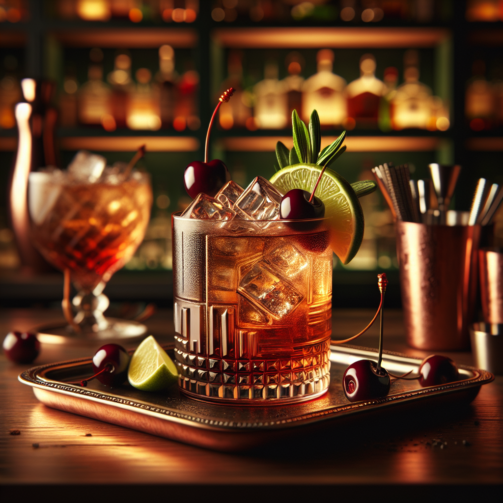 Cherry Treasure, Rich fruity cocktail with rum, cherry brandy, and ...