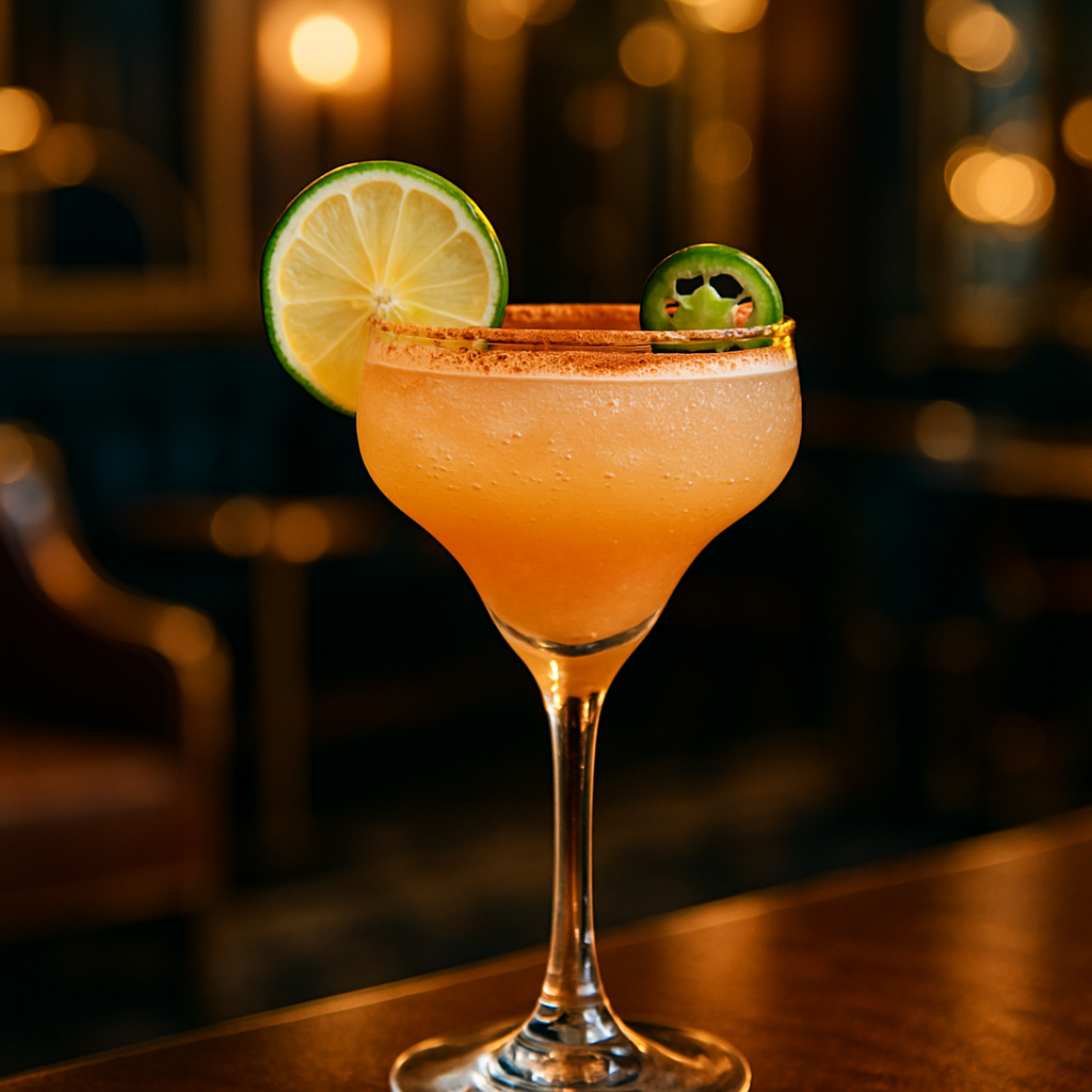 Citrus Heatwave, Bold, energetic cocktail with citrus zest and fiery spice