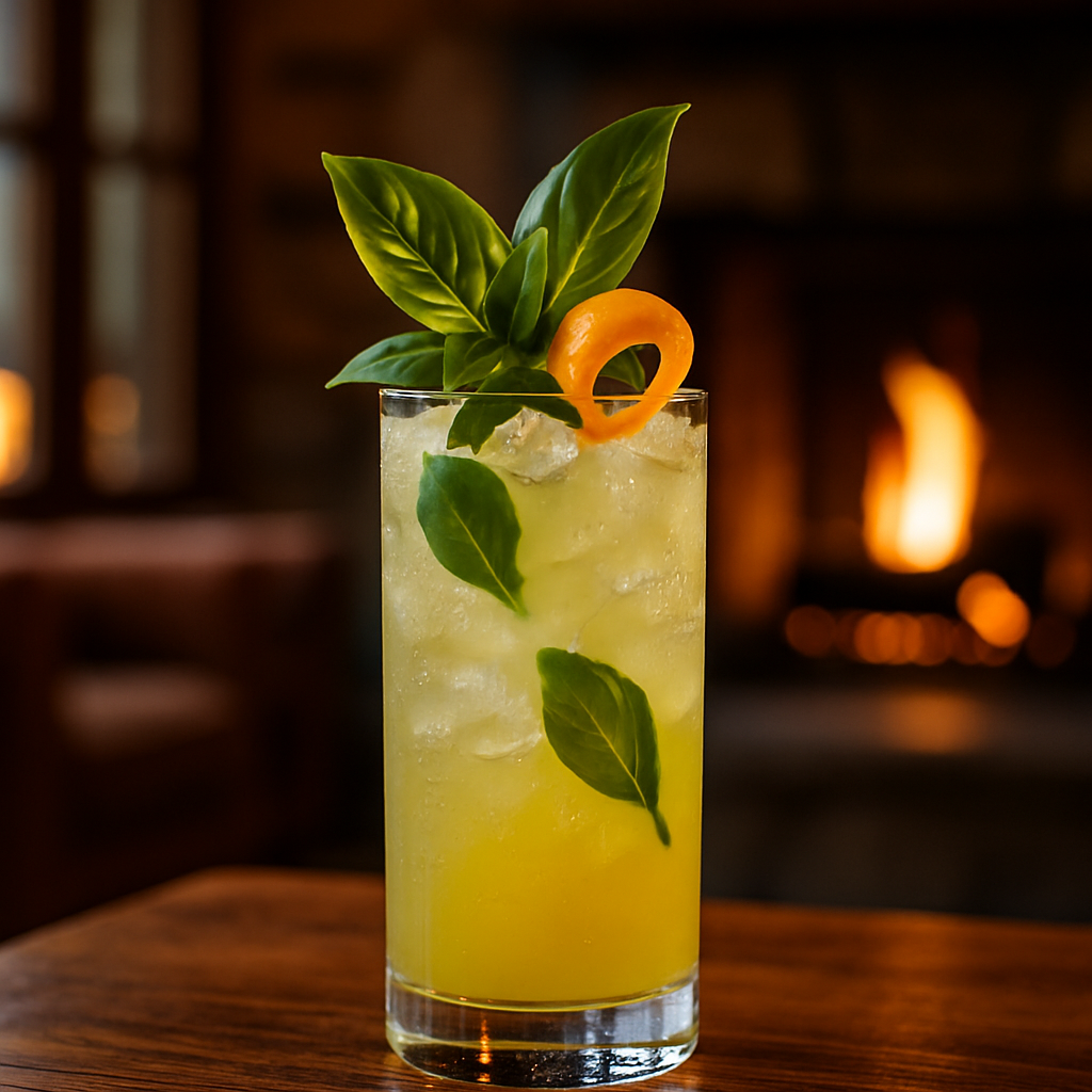 Citrus Verde Delight, Citrus Verde Delight cocktail with basil-infused ...