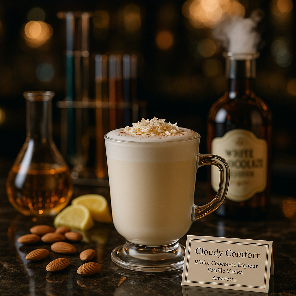 Cloudy Comfort, Warm, airy cocktail for comforting warmth