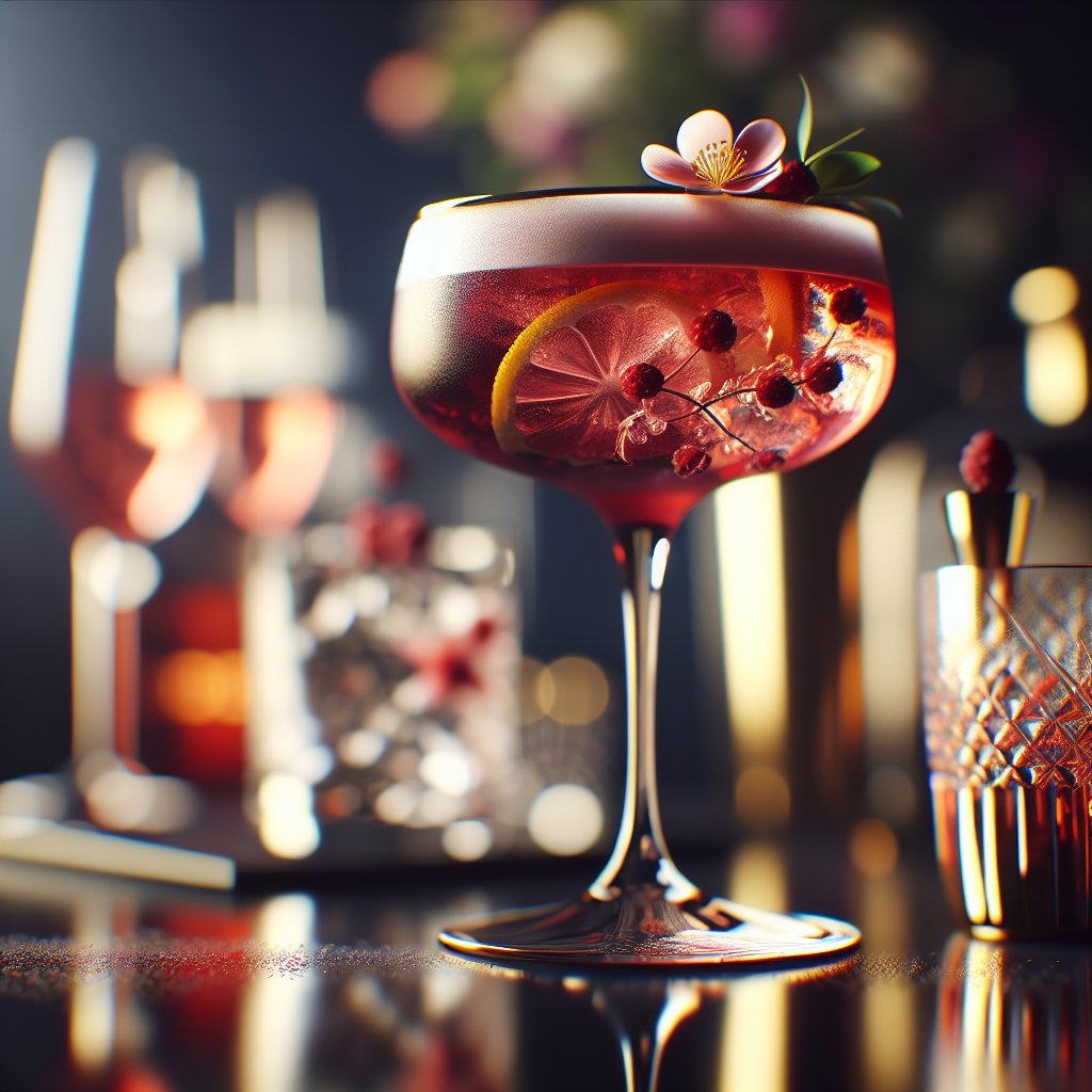 Crimson Cascade, Sophisticated cocktail celebrating spirits and fruity ...