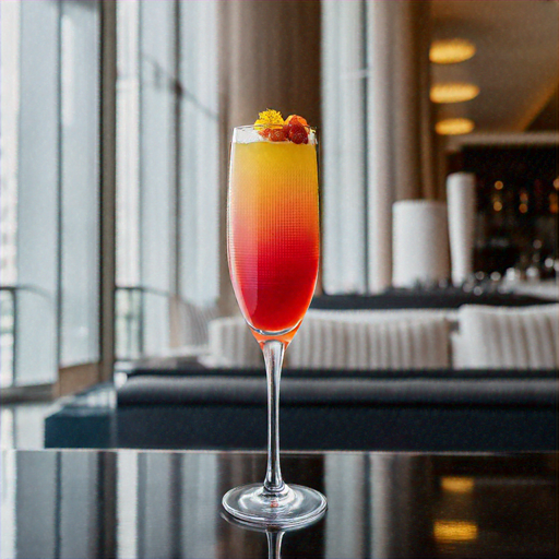 Crimson Sunrise, Vibrant twist on classic mimosa