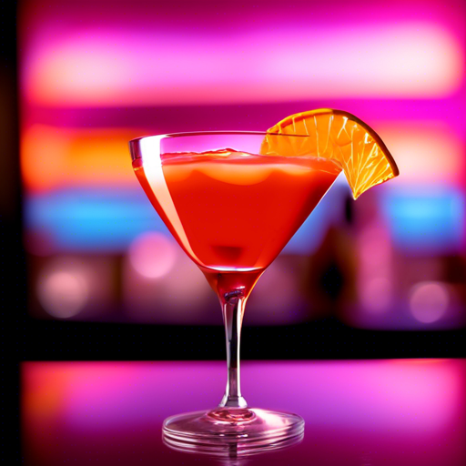 Crimson Sunset Delight, Vibrant cocktail with red crème soda and select ...