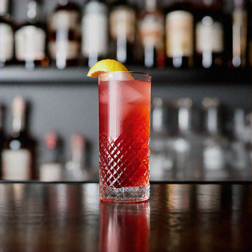 Crimson Sunset, Vibrant, refreshing cocktail with vodka and cranberry mead