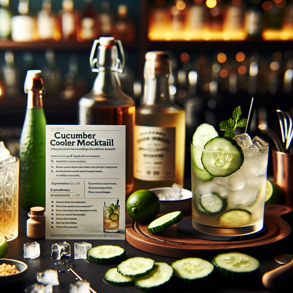 Cucumber Cooler Mocktail, Refreshing mocktail with cucumber, honey, and lime
