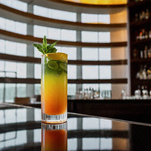 Cucumber Mint Sunrise, Refreshing cucumber mint cocktail with lemon shrub
