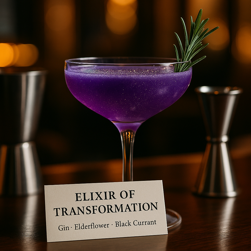 Elixir of Transformation, Vibrant and mysterious purple cocktail with ...