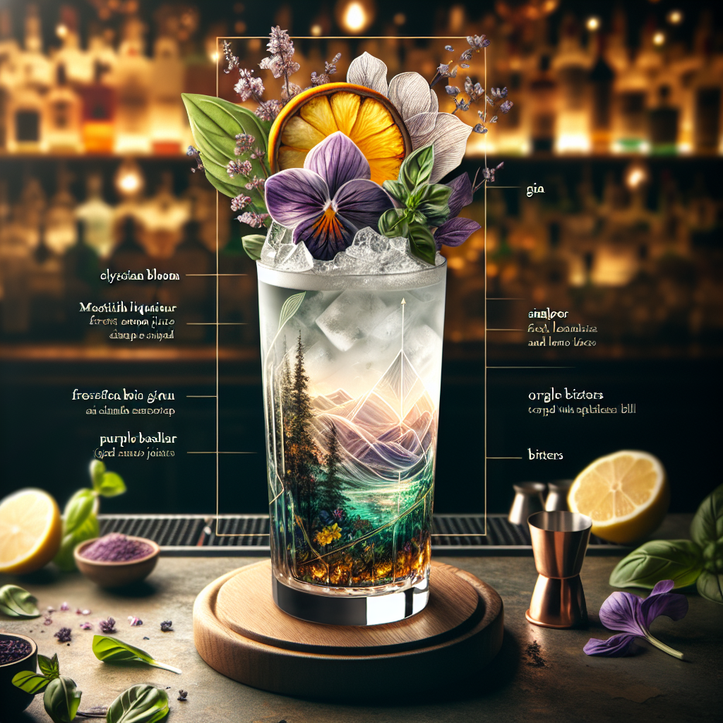 Elysian Bloom, Elysian Bloom cocktail with Mastiha, purple basil, and ...