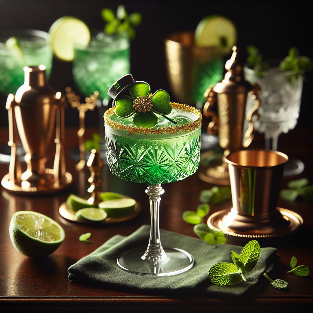 Emerald Clover Twist, Vibrant St. Patrick's Day cocktail with mint and ...