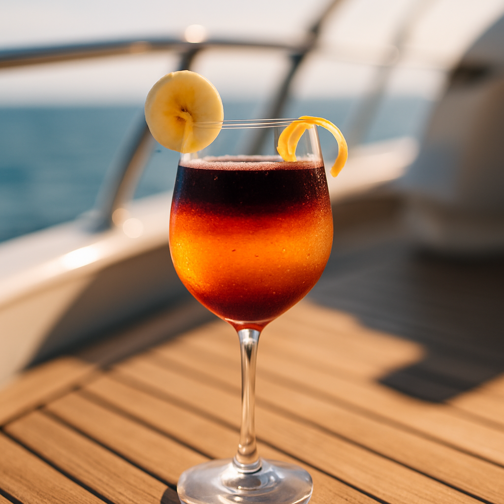 Enchanted Sunset, Vibrant cocktail with banana whiskey, Prosecco, and ...