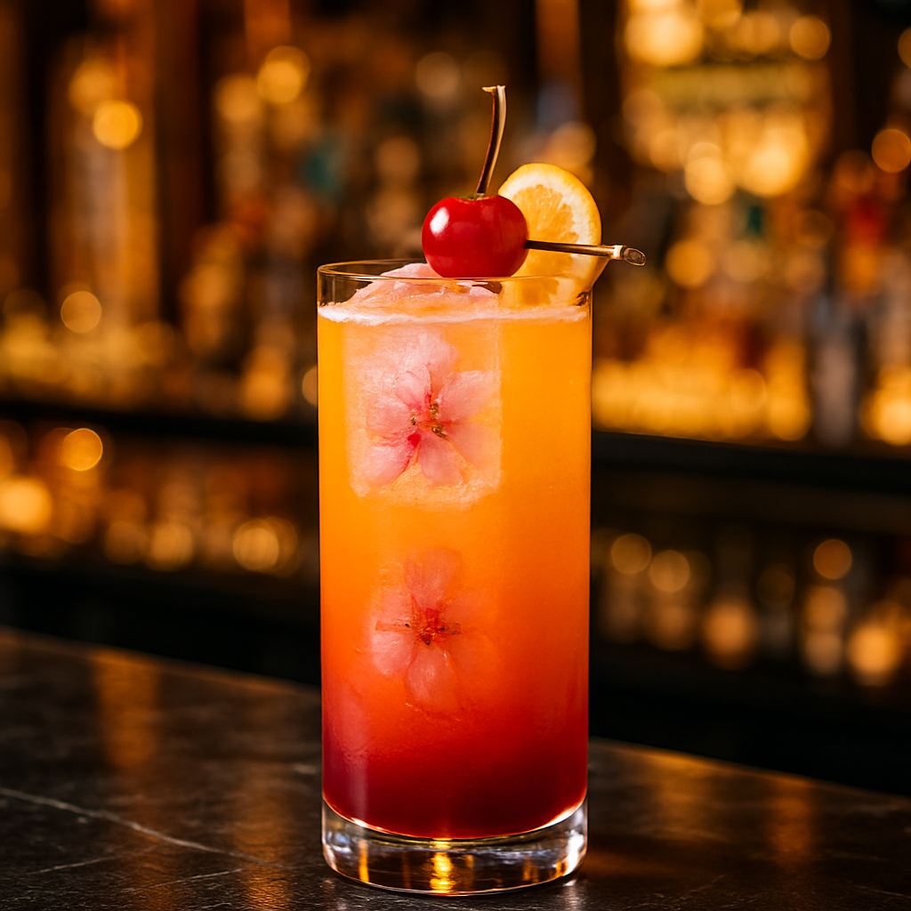 Ethereal Bloom Cocktail, Exquisite blend of smoky, sweet, and floral notes