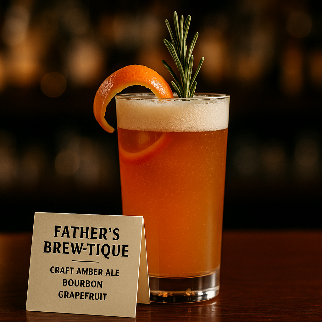 Father's Brew-tique, Craft beer cocktail with citrus, spice, and elegance