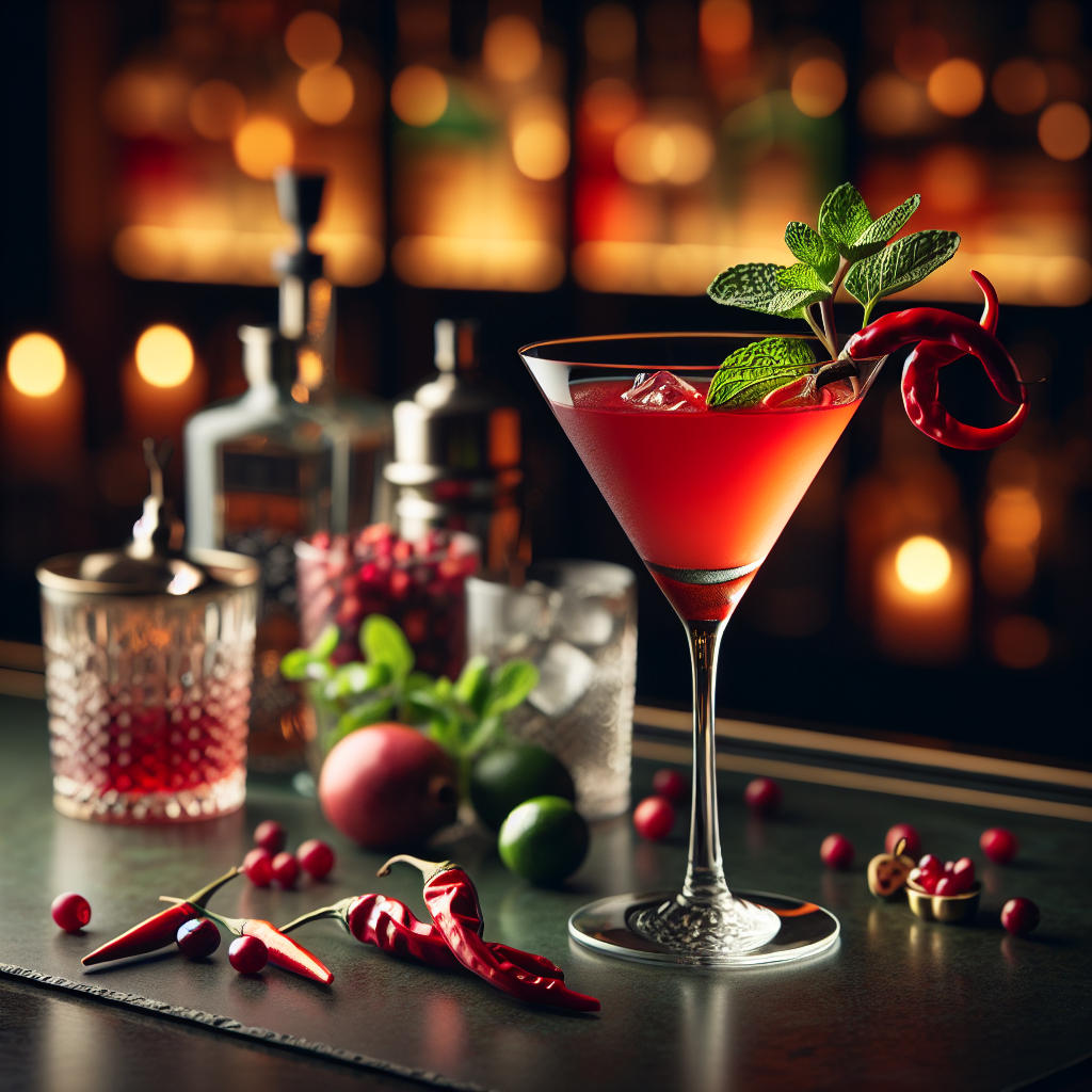Fire & Ruby Elixir, Fiery chili-infused vodka cocktail with red fruits ...