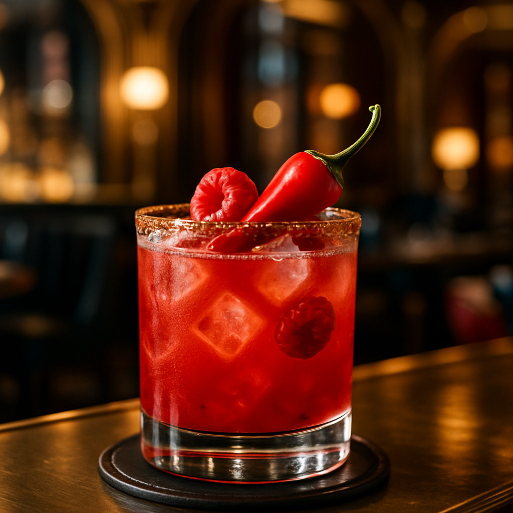 Flameberry Inferno, Vibrant and spicy Flameberry Inferno cocktail