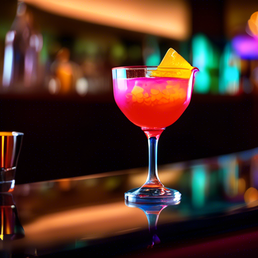 Fusion Fizz, Captivating cocktail with sweet and sour balance, atomic charm