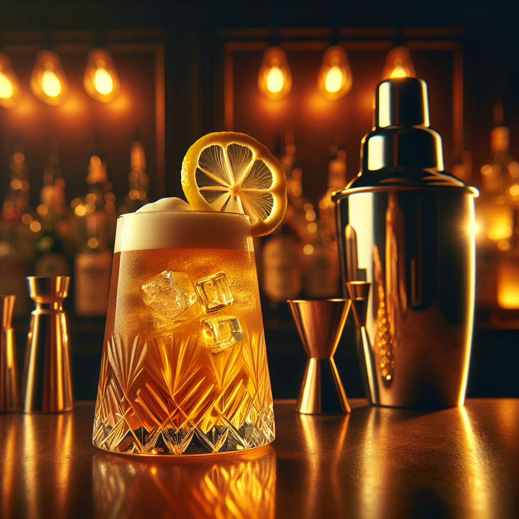 Golden Brew Concoction, Refreshing blend of lager, gin, bitters, and ...