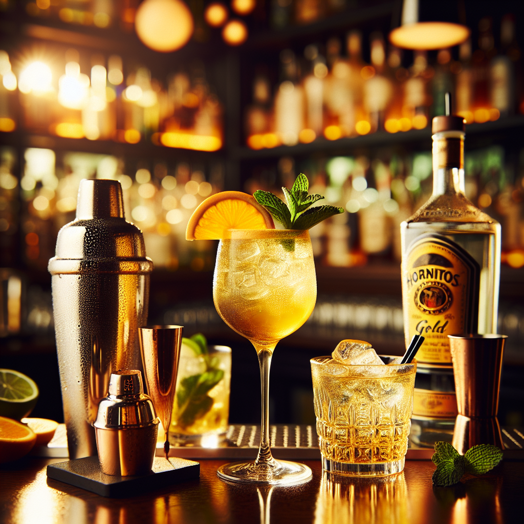Golden Sunburst Spritz, Refreshing cocktail with Hornitos Gold Tequila ...
