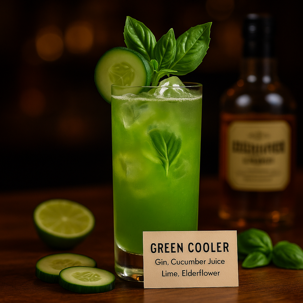 Green Cooler, Refreshing, vibrant cocktail with garden-fresh elements ...
