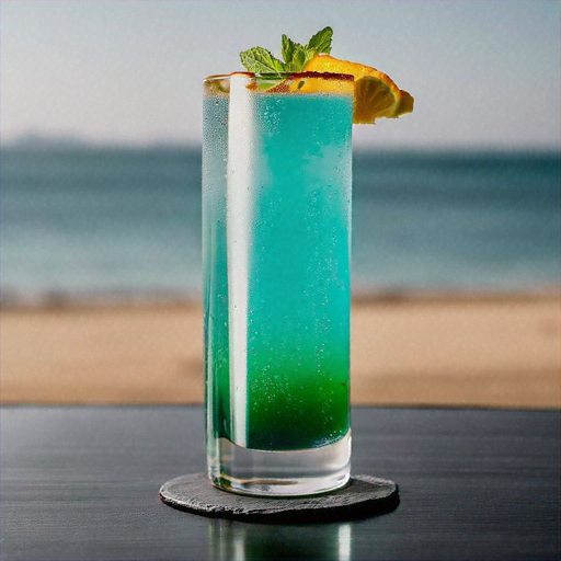 Jade Sparkler, Refreshing vodka cocktail with lime, lemonade, and mint
