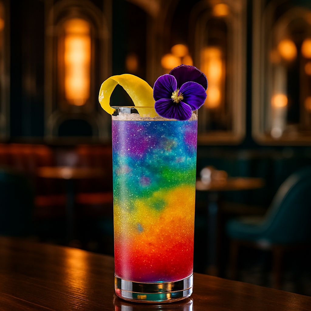 Ken Kesey's Dreamscape Delight, Psychedelic cocktail with cherry, peach ...