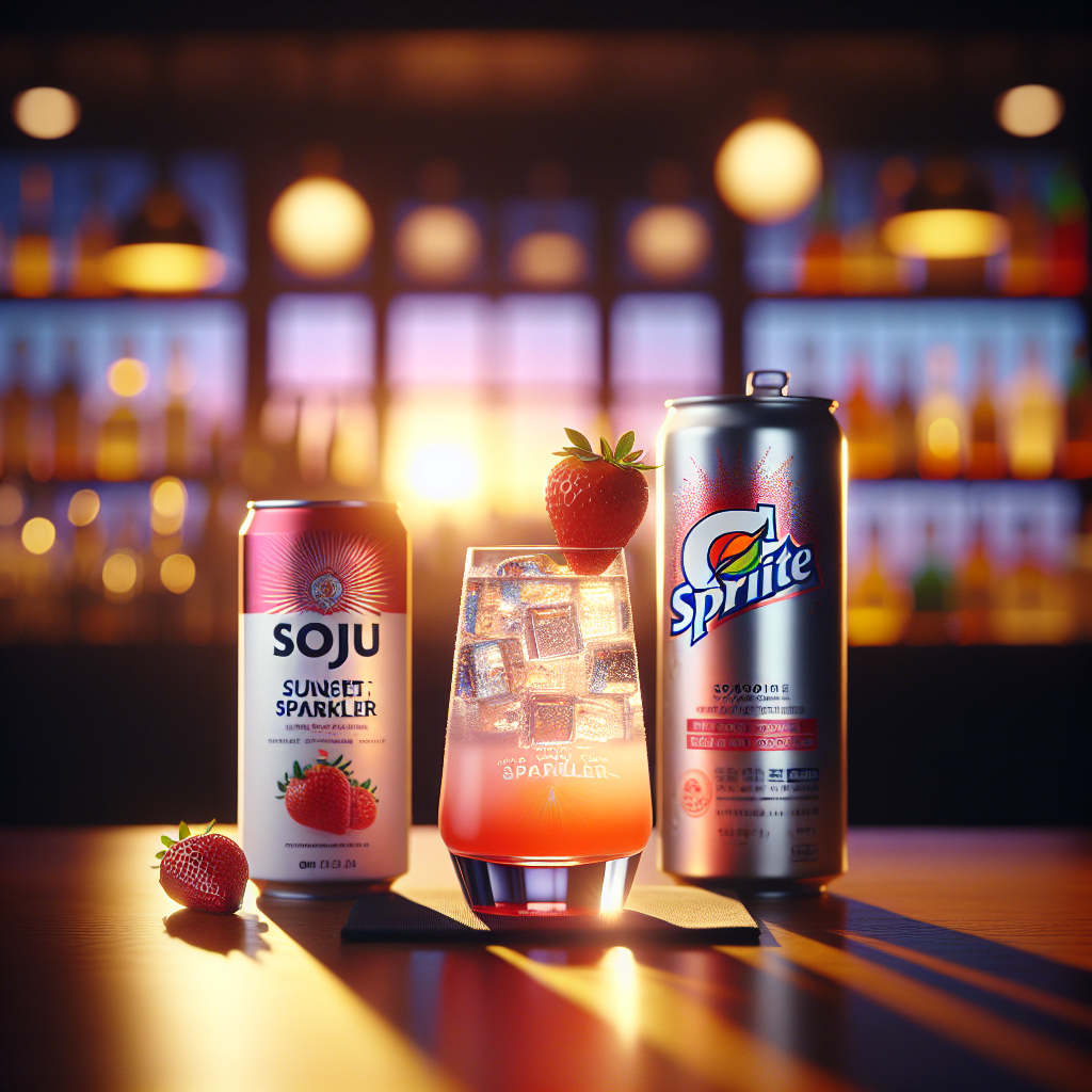 Korean Sunset Sparkler, Vibrant Korean cocktail with Soju, Tang ...