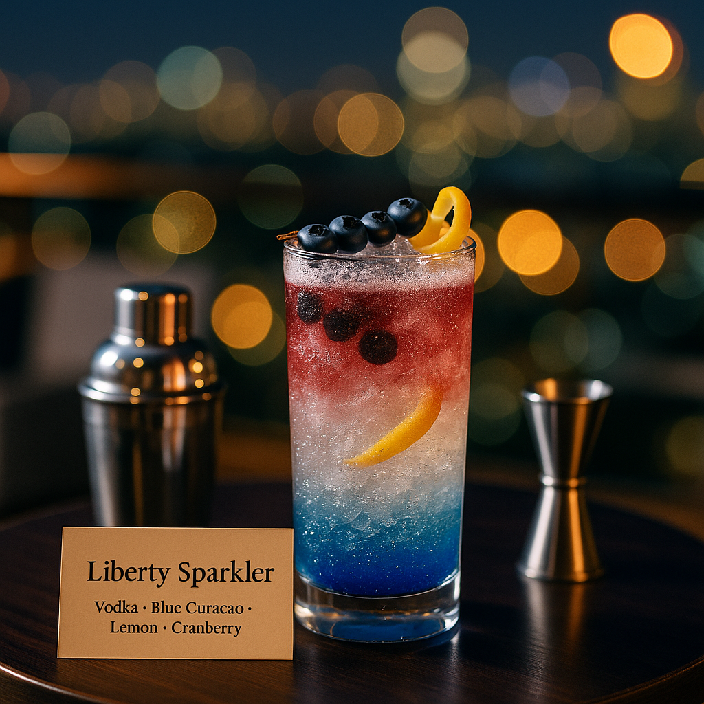 Liberty Sparkler, Explosive cocktail bursting with citrus, berries, and ...