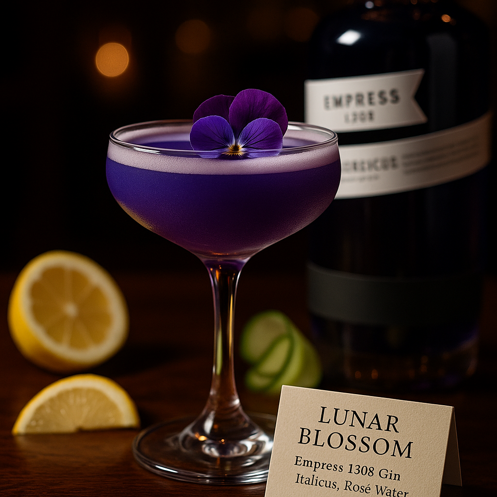 Lunar Blossom, Delicate, enchanting cocktail with floral and citrus notes
