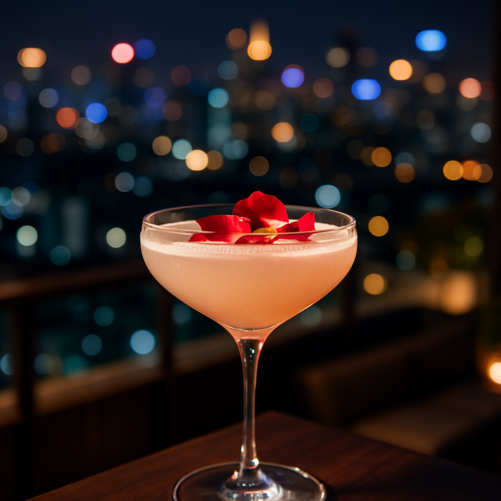 Lychee Rose Glamour, Lychee Rose Glamour mocktail with global flavors